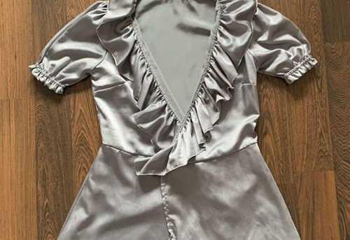 Платье серебряное на запах
