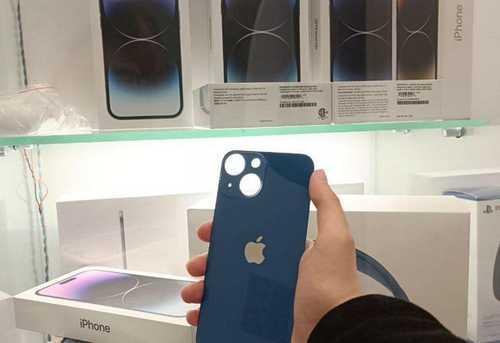Заднее стекло на iPhone 13 mini (синий Blue)