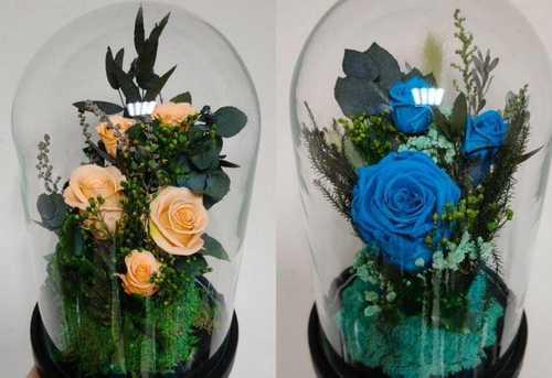 Живые цветы букеты в стекле колбе, арт89, от