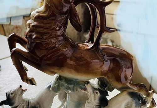 Фарфоровая статуэтка охота на оленя Германия