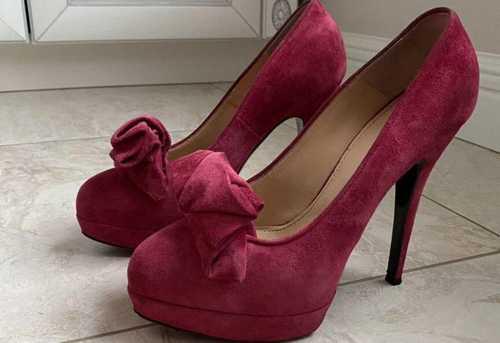 Туфли замшевые розовые 37
