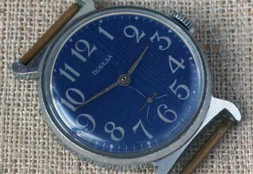 Винтажные часы Победа синий циферблат СССР 1980е