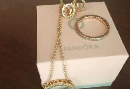 Серьги, кольцо, колье Pandora