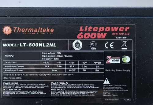 Блок питания Thermaltake Litepower 600w (LT-600NL2
