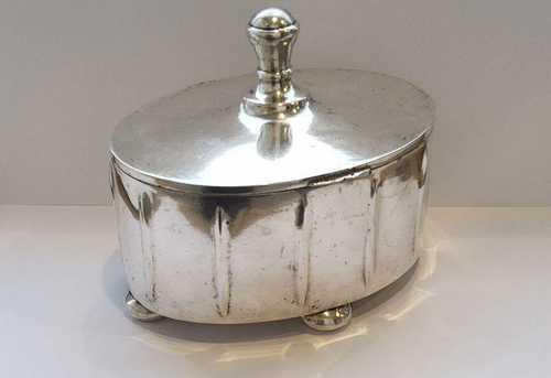 Антикварная серебряная чайница шкатулка серебро