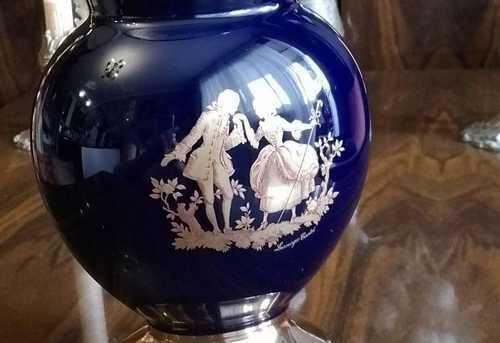 Ваза фарфор Лимож, кобальт