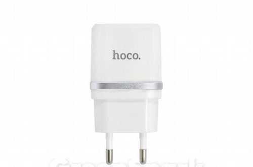 Сзу hoco C12 2-USB/2.4A + micro USB кабель белый