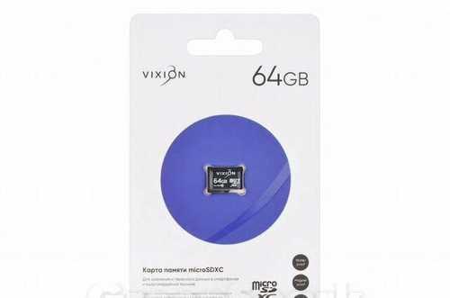 Карта памяти MicroSD 64GB vixion Class 10 без ада