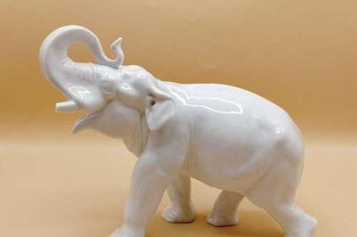 Фарфоровая статуэтка Слон белый фарфор лфз