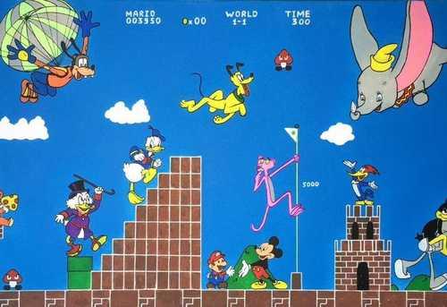 Современная картина на холсте поп арт Марио игра