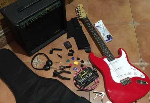 Электрогитара Squier by Fender комбо 20Вт + набор