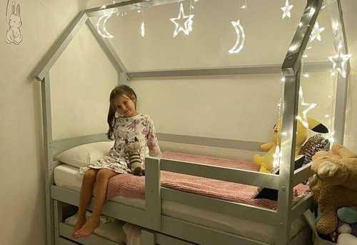 Компактная детская выдвижная кровать для 2х детей