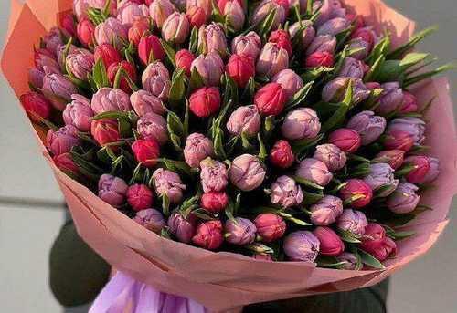 Букет цветов на 14 февраля 8 марта тюльпаны