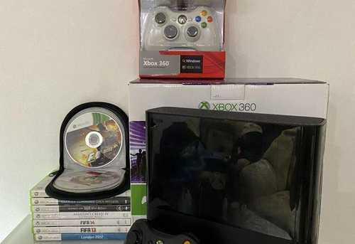Xbox 360, 12 лиц дисков, 2 геймпада, коробка