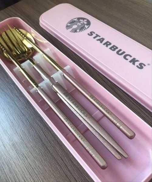 Starbucks сакура набор ложка вилка палочек