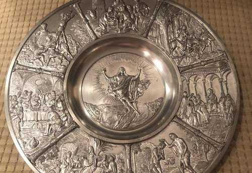 Настенная оловянная тарелка с Библейскими сценами