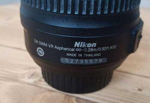 Объектив nikon DX af-s nikkor 18-55mm 1:3.5-5.6G