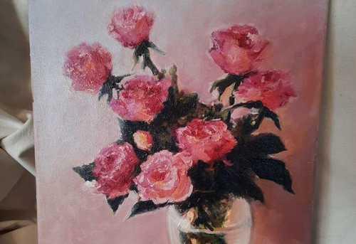 Картина маслом на холсте Розовые розы