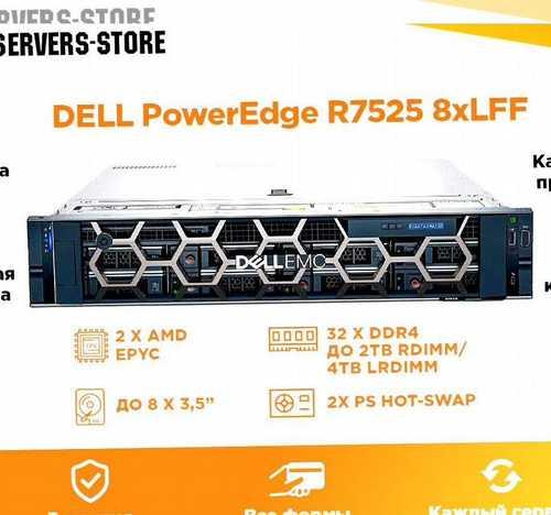 Сервер dell PowerEdge R7525 8xLFF