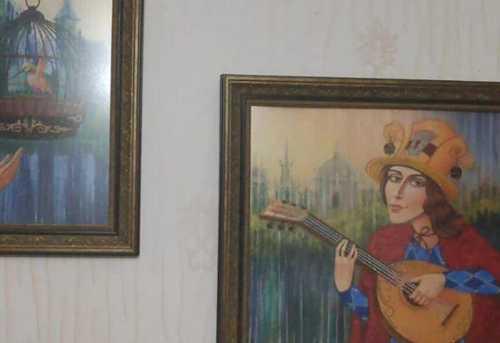 Картины бисером "Музыкант и Королева" большие 2 шт