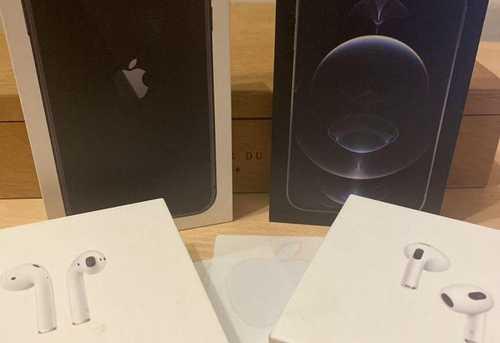 Коробки от apple, iPhone 11,12pro, airpods 1,3gen