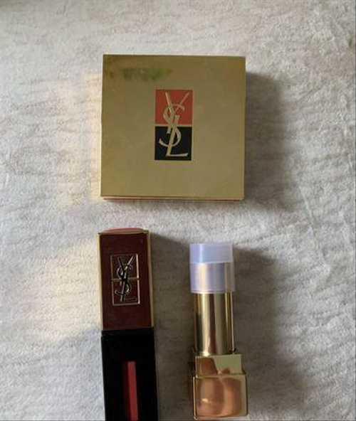 YSL палетка теней, лак для губ, помада