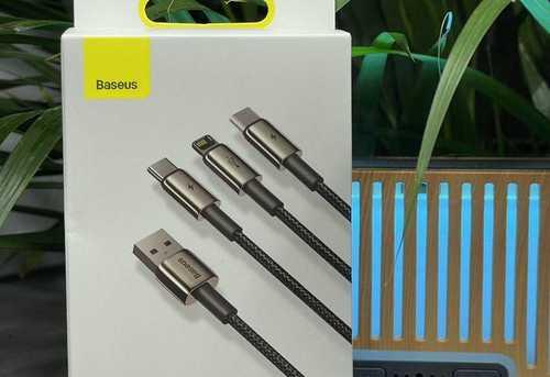 Кабель microusb+Type-C+Lightning 150см camltwj-01