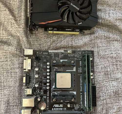 Комплект FM2  a8-7680, rx550 2gb, 16gb ddr3