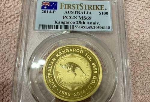 Золотая монета «Красный кенгуру« 1989-2014 1 унция