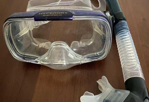 Маска с трубкой для плавания tusa hyperdry imprex