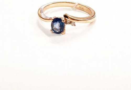 Золотое кольцо с бриллиантом и сапфиром 18р