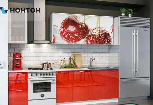 Кухня Черешня 2.0 м белый глянец / красный металли