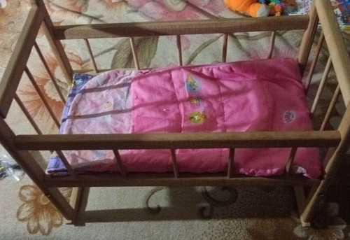 Кровать для кукол деревянная