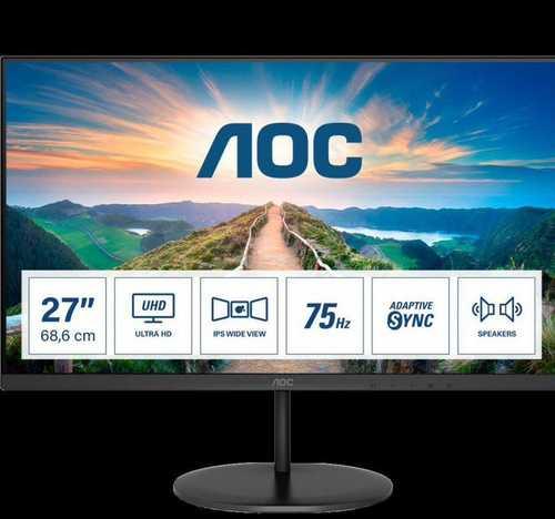 Монитор 27" AOC U27V4EA 4K UHD IPS колонки