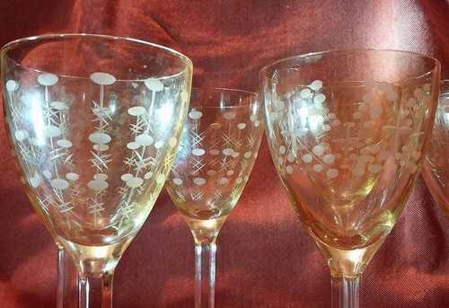 Фужеры/бокалы для вина из цветного стекла 6 шт
