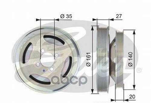 Шкив коленвала fiat doblo 1.3D 04- TVD1075 Gates