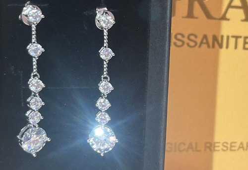 Муассанит бриллиант серьги дорожки кисточки 3 ct