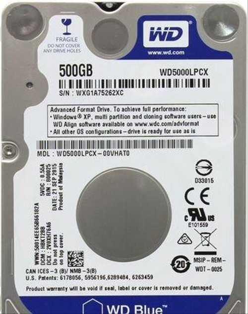 HDD 500GB WD5000lpcx WD Blue 2.5" SATA