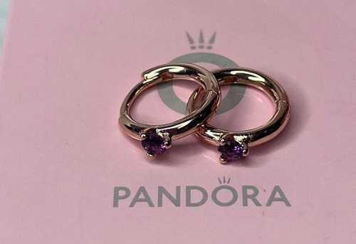 Серьги кольца Pandora Пурпурный талисман