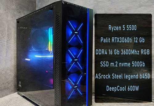 Игровой компьютер Ryzen 5 5500/RTX3060Ti/500GB/16G
