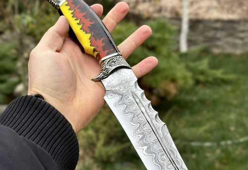 Нож хищник из дамасской стали