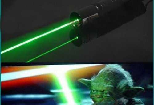 Зеленый видимый лазер, Мощный, Прожигает картон