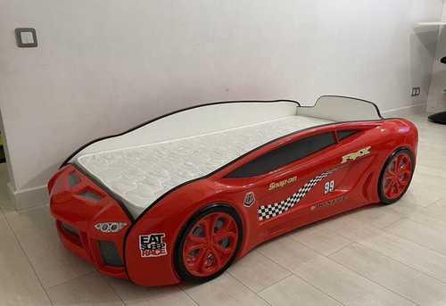 Детская кровать машина 3D красная