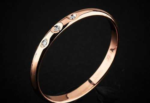 Кольцо обручальное из красного золота с бриллианта