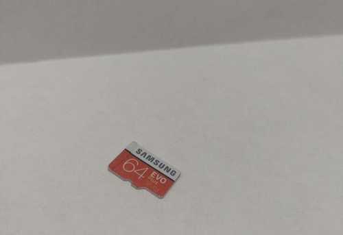 Карта памяти MicroSD Samsung Evo plus 64