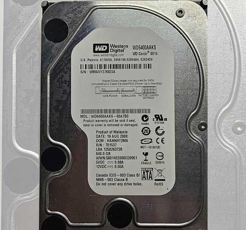 HDD Toshiba MK3252GSX 320Г, WD 6400aaks