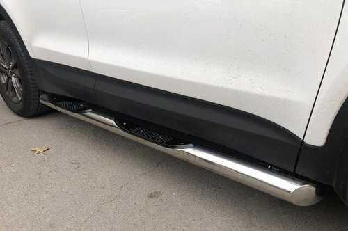 Hyundai Santa Fe 2012 Порог труба с проступью
