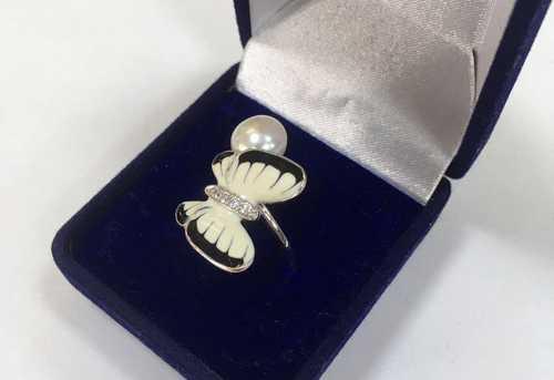 Серебряное кольцо « Бабочка» 925 проба, эмаль