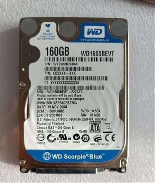Жесткий диск WD Scorpio Blue 160 Gb 2.5" SATA