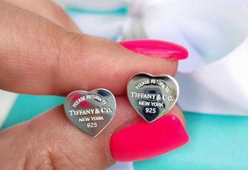 Tiffany серьги серебро сердца